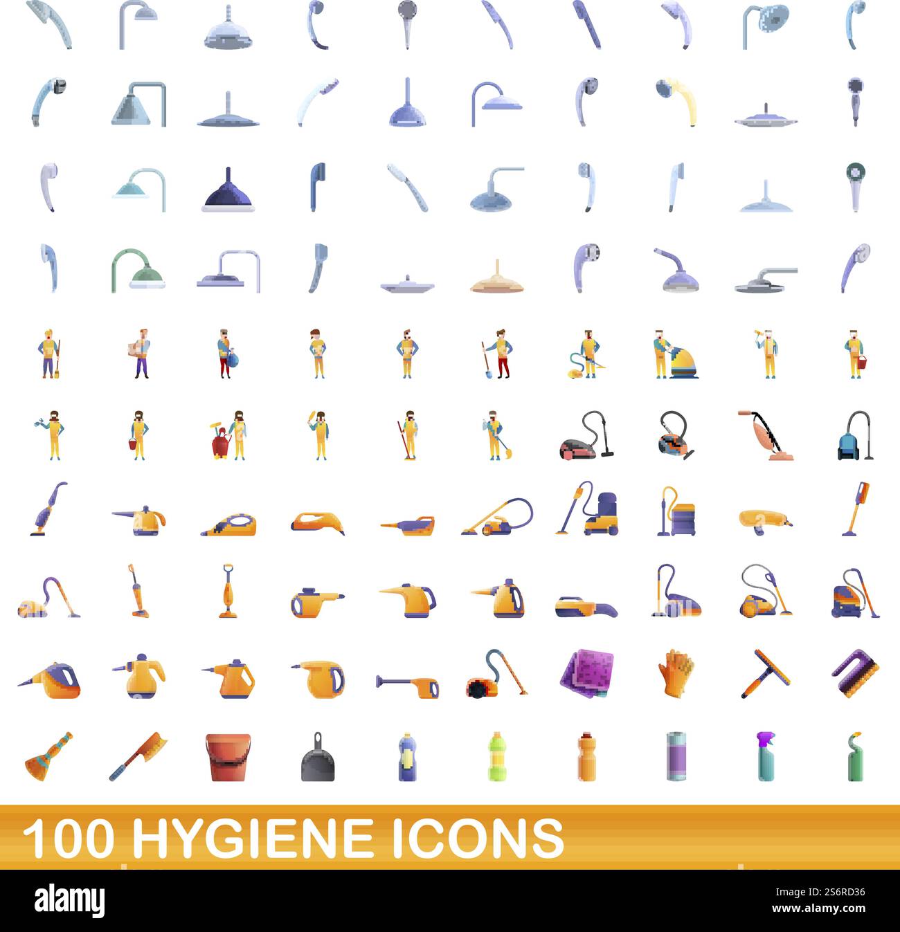 100 hygiene icons set. Cartoon illustration of 100 hygiene icons vector ...