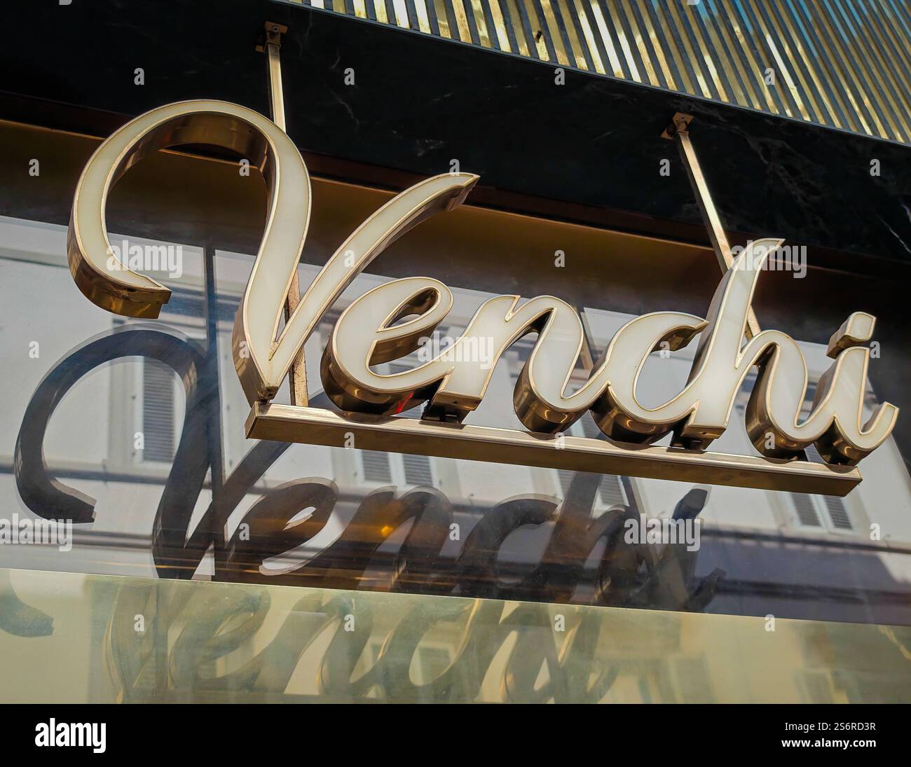 01 17 2025 - Florence, Italy. Venchi logo sign. Venchi chocolate and ice cream store. Worldwide ...