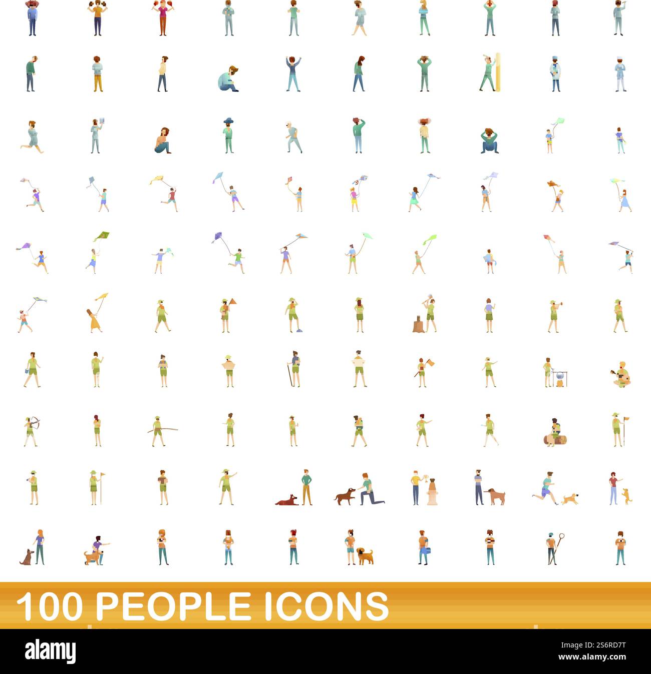100 people icons set. Cartoon illustration of 100 people icons vector ...