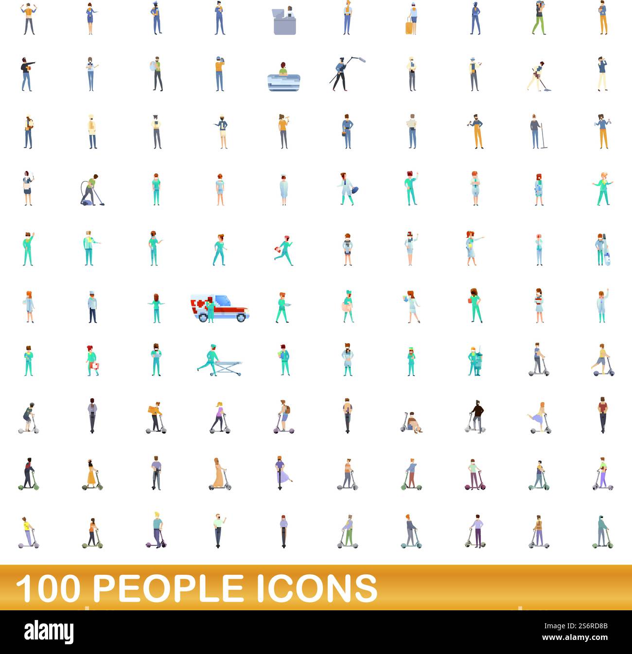 100 people icons set. Cartoon illustration of 100 people icons vector ...