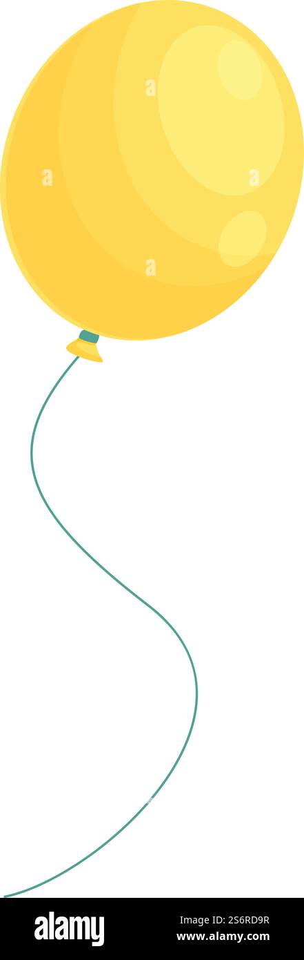Yellow balloon icon cartoon vector. Birthday party. Ribbon balloon ...