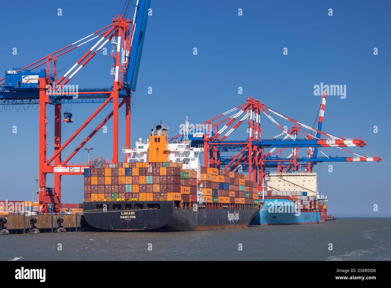 Container ship Limari Hamilton Hapag-Lloyd, and Vaga Maersk at the ...