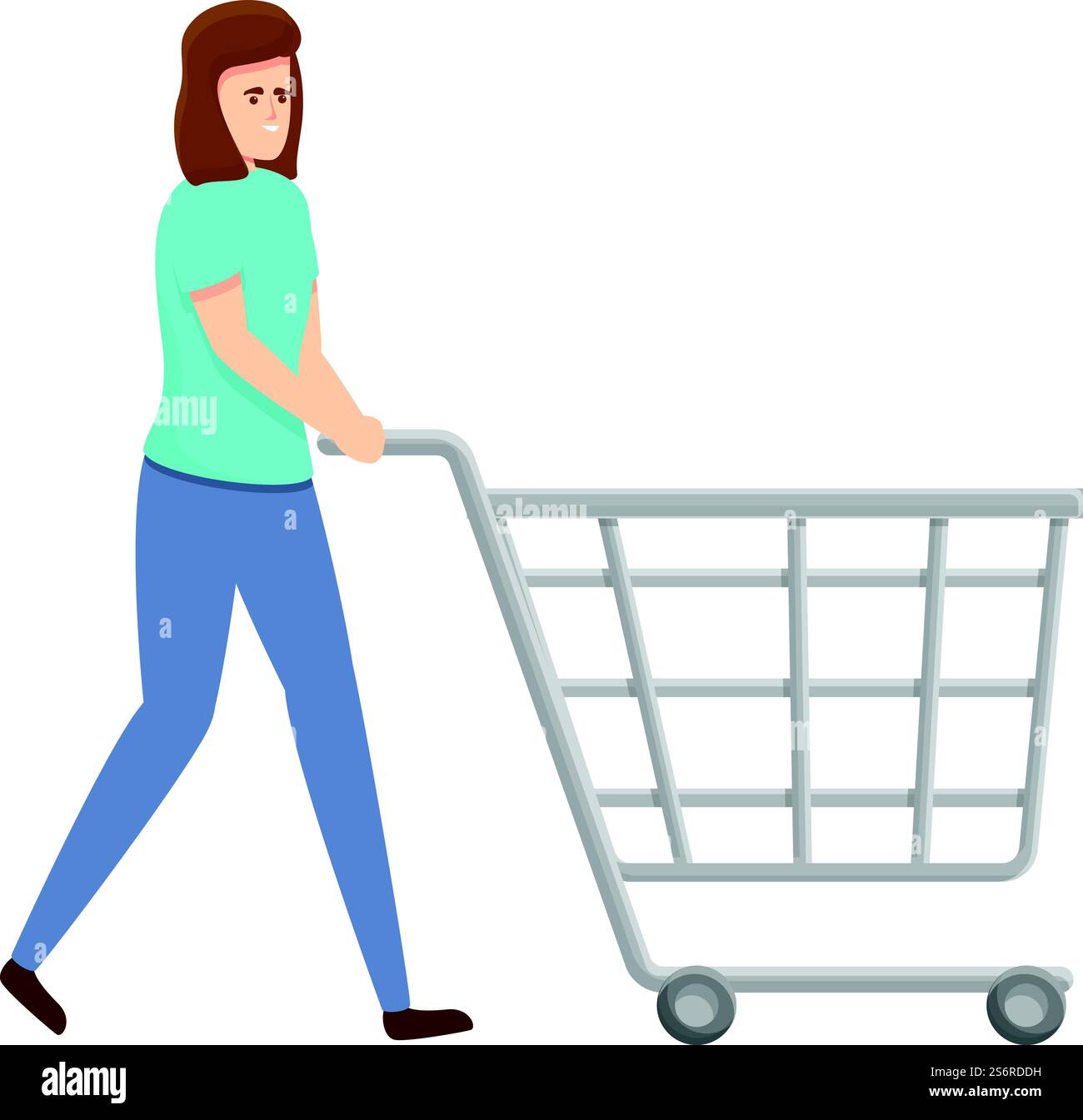 Housewife shop cart icon cartoon vector. Woman household. House ...