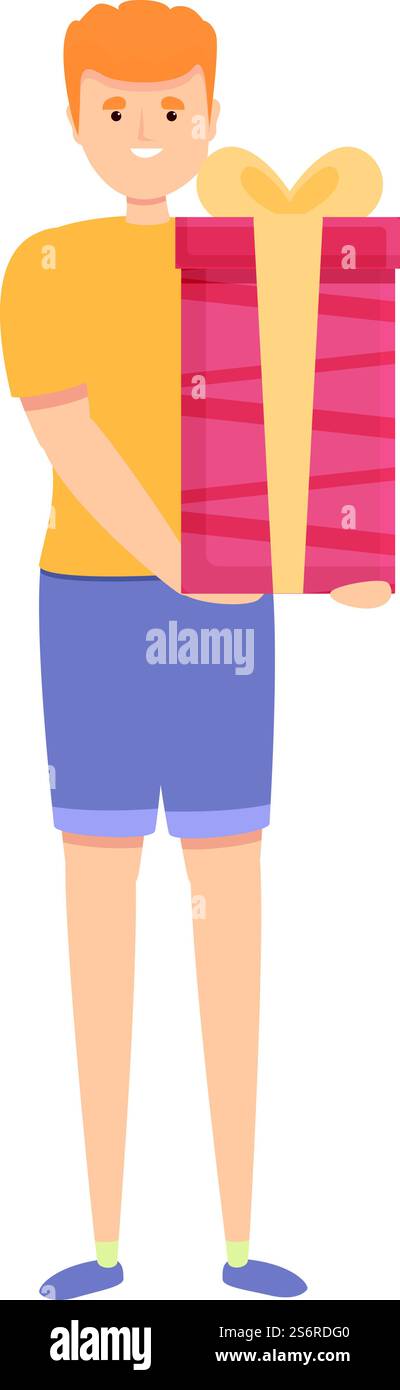 Kid gift box icon cartoon vector. Children present. Boy surprise. Kid ...