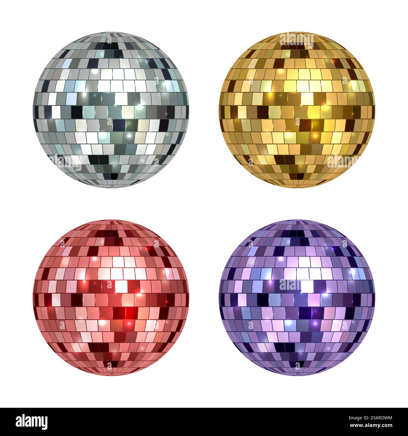 Disco ball. Mirror reflected circle glamorous ball for night club dance ...