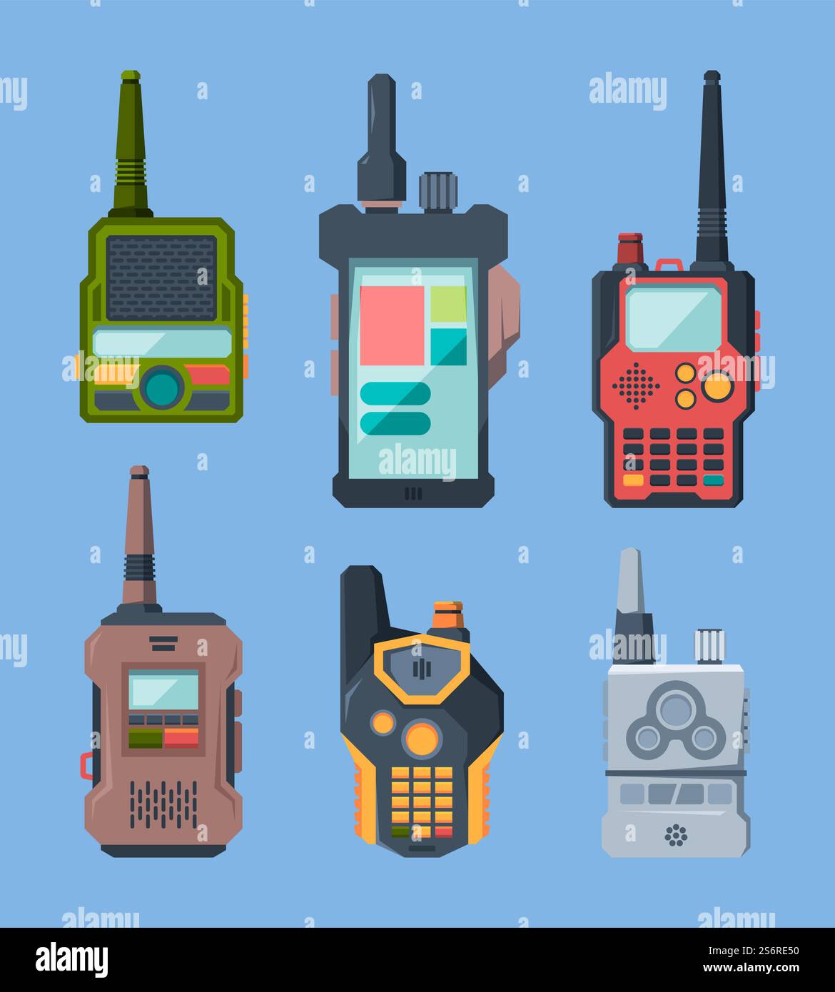 Radio devices. Talk military or police station transceiver garish ...