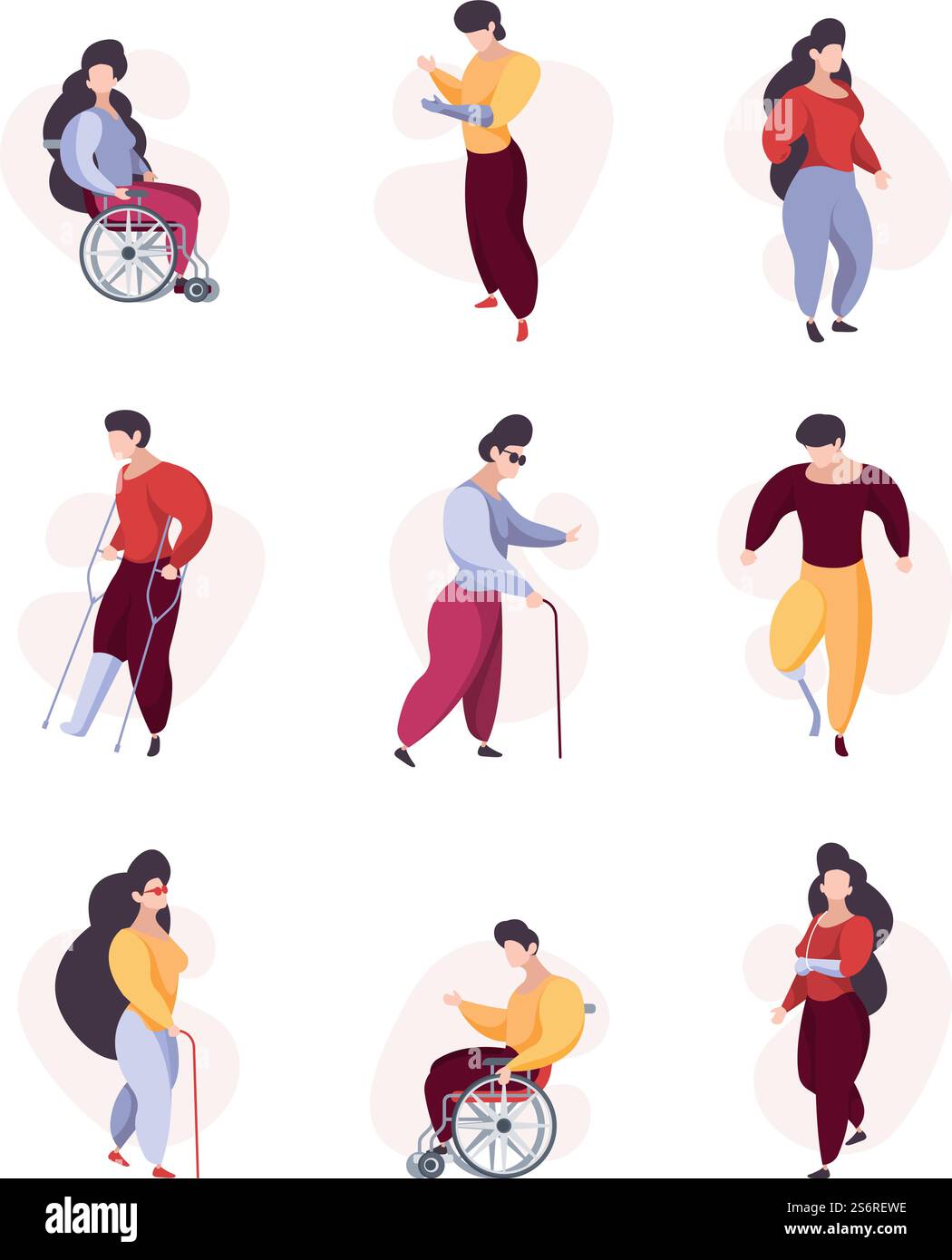 Disabled person. Crutches person pensioner medical patient unhealthy ...