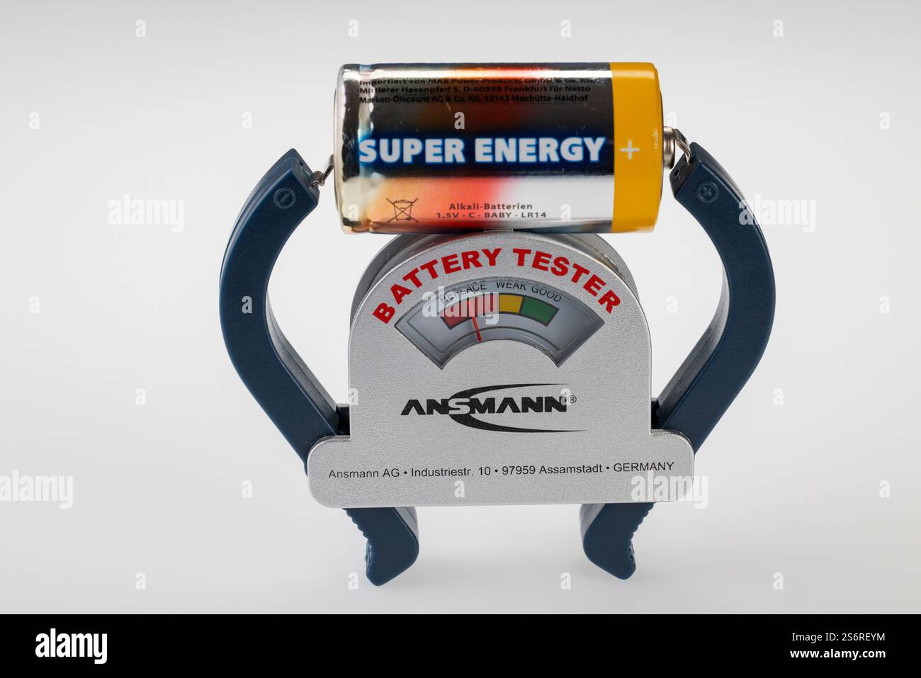 Battery tester shows baby 1.5 V battery in the red area, replace ...