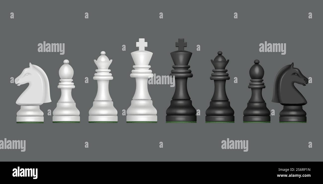 Chess collection. Blank figures for chess strategy games knight queen ...