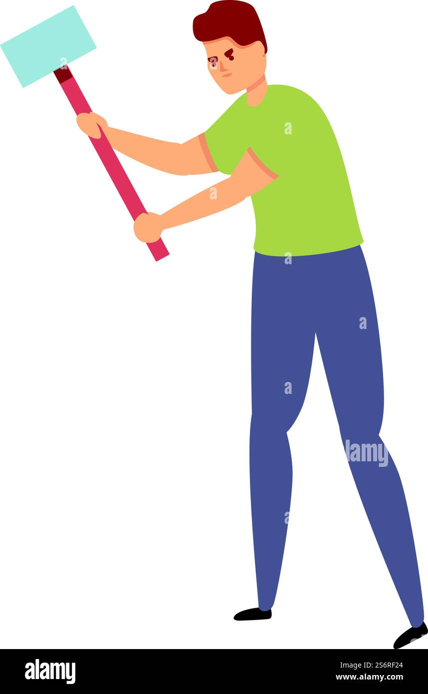 Strength test game icon cartoon vector. Carnival entertainment. Strong ...