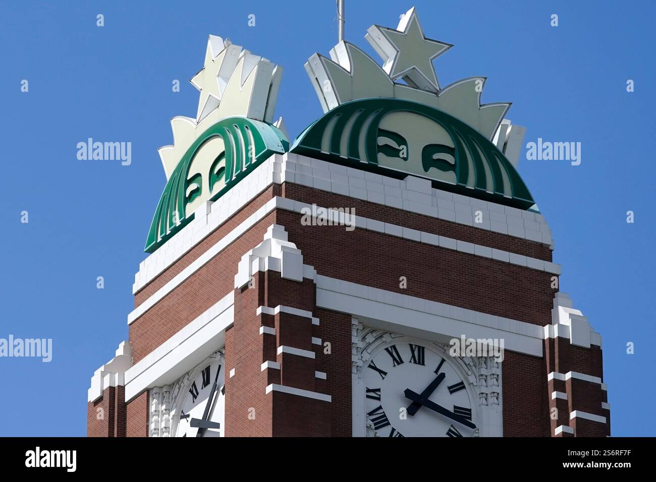 FILE - The Starbucks mermaid logo is displayed at the company's ...