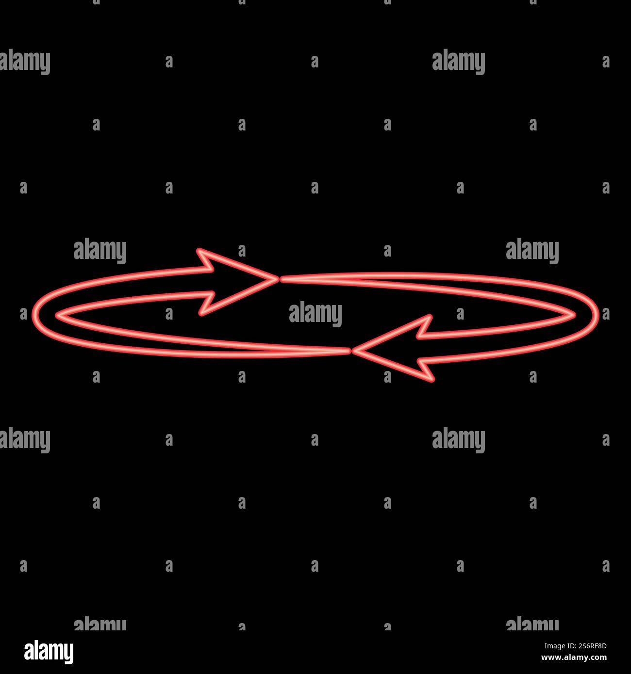 Neon two arrows on the . angle 360 red color vector illustration image ...