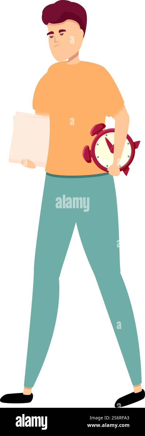 Workaholic man icon cartoon vector. Busy employee. Office work ...