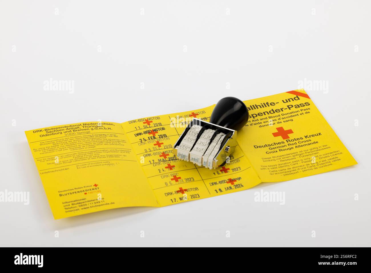 Full blood donor passport, date stamp, with date of last blood donation ...