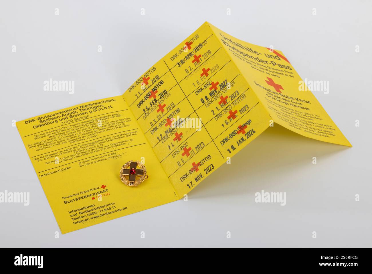Full blood donor passport, with date of last blood donation, blood ...