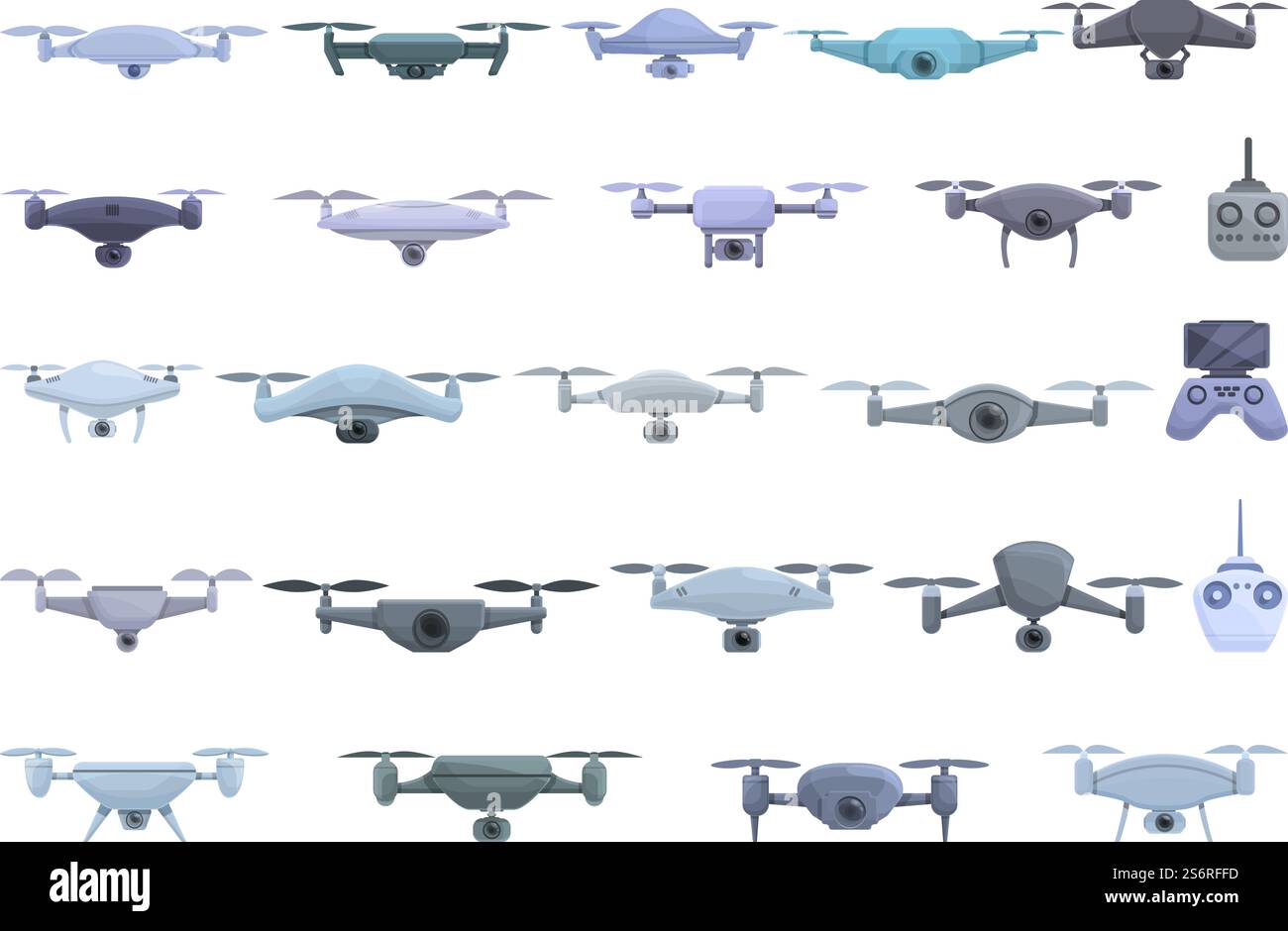 Aerial videography icons set cartoon vector. Drone camera. Aero filming ...