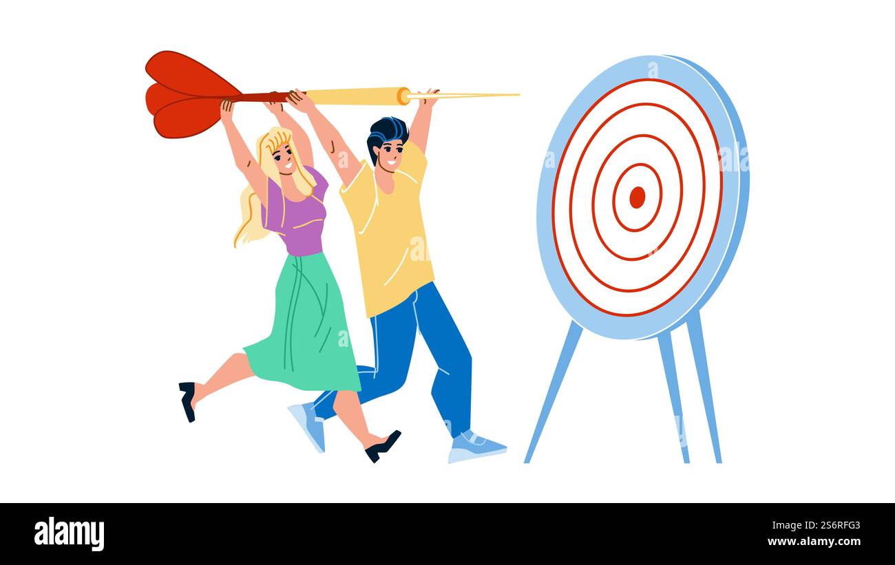 Business Target Achievement Businesspeople Vector. Young Man And Woman ...