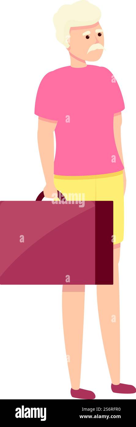 Retirement travel icon cartoon vector. Senior old man. Happy person ...