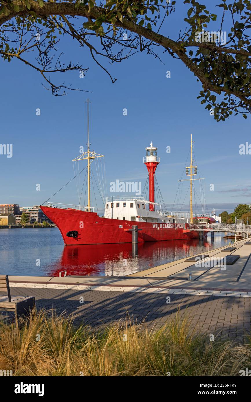 Restored museum ship, former lightship Weser 'Norderney' at Bontekai ...