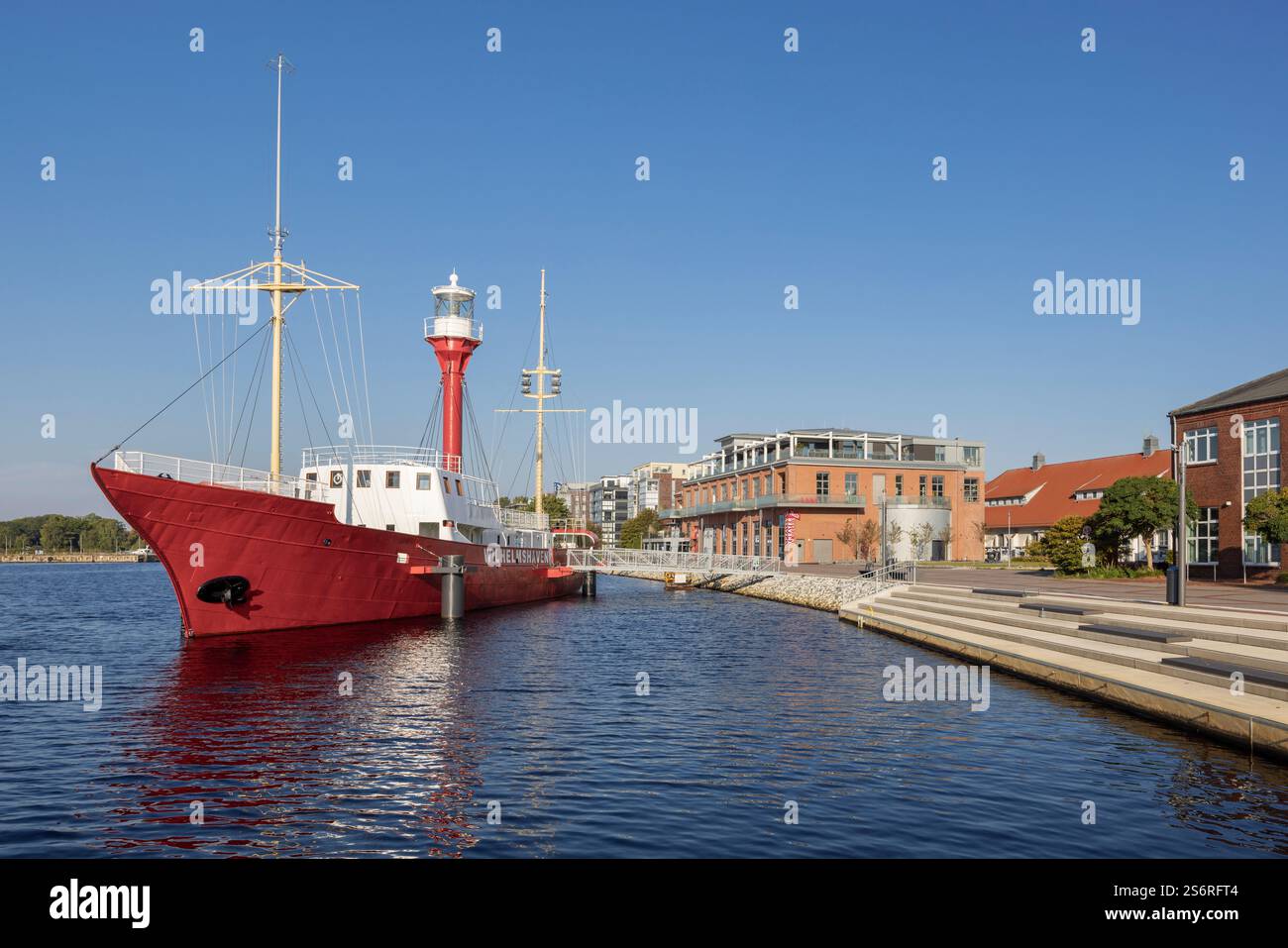 Restored museum ship, former lightship Weser 'Norderney' at Bontekai ...