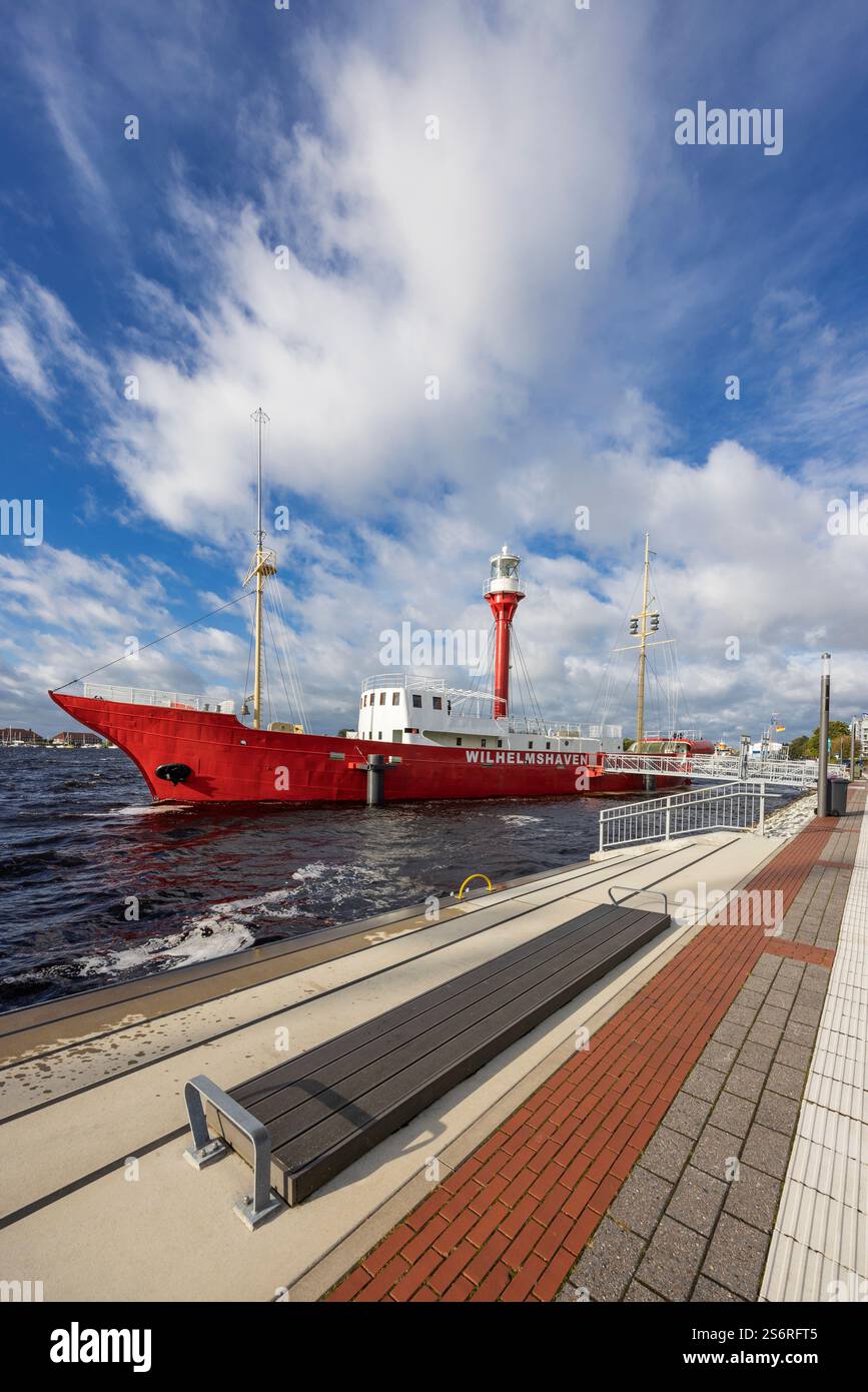 Restored museum ship, former lightship Weser 'Norderney' at Bontekai ...