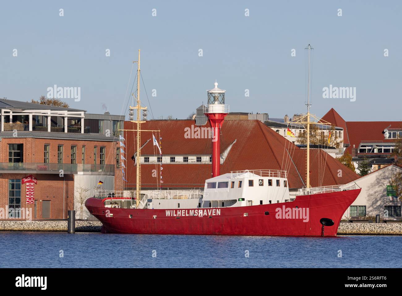 Restored museum ship, former lightship Weser 'Norderney' at Bontekai ...