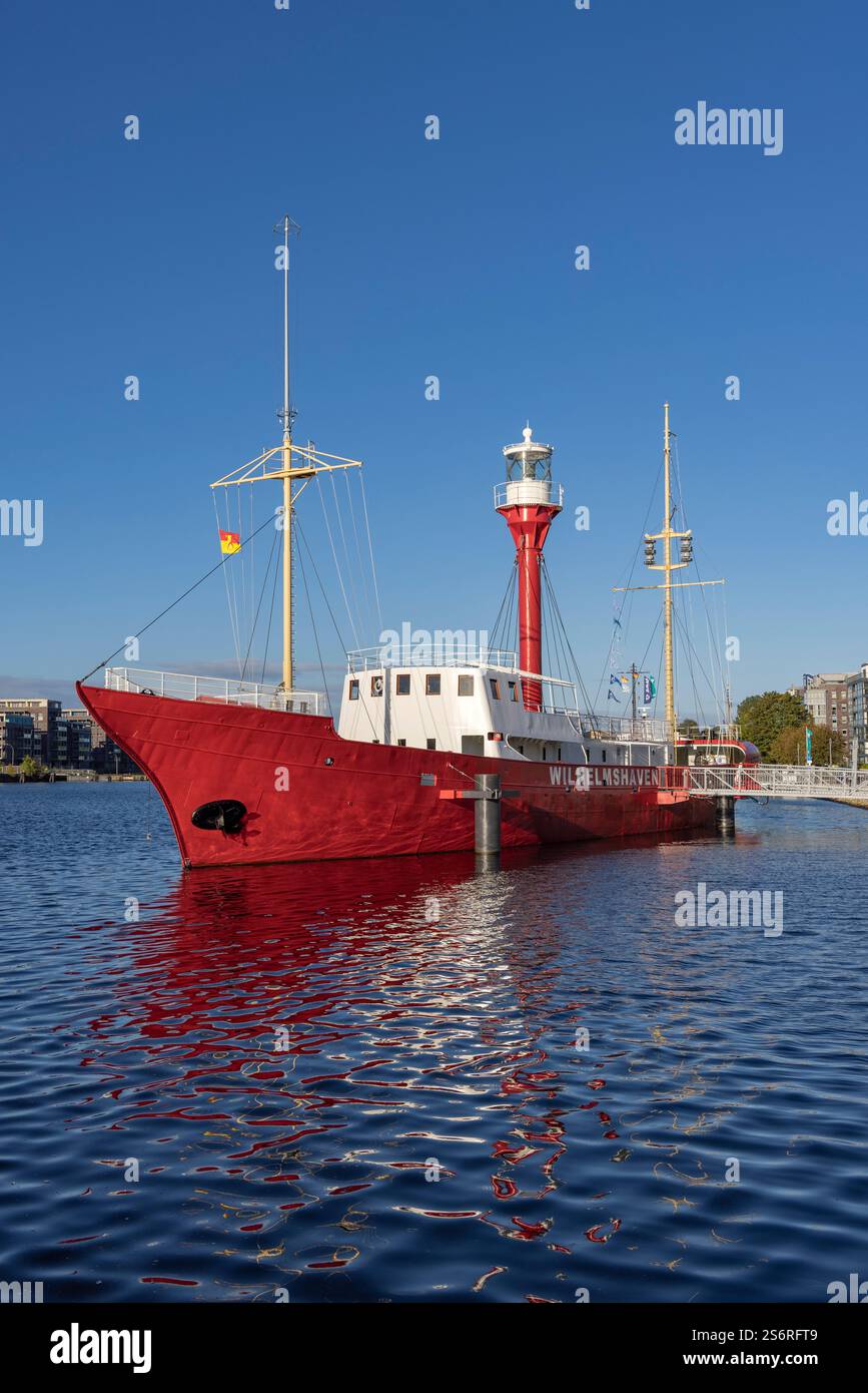 Restored museum ship, former lightship Weser 'Norderney' at Bontekai ...