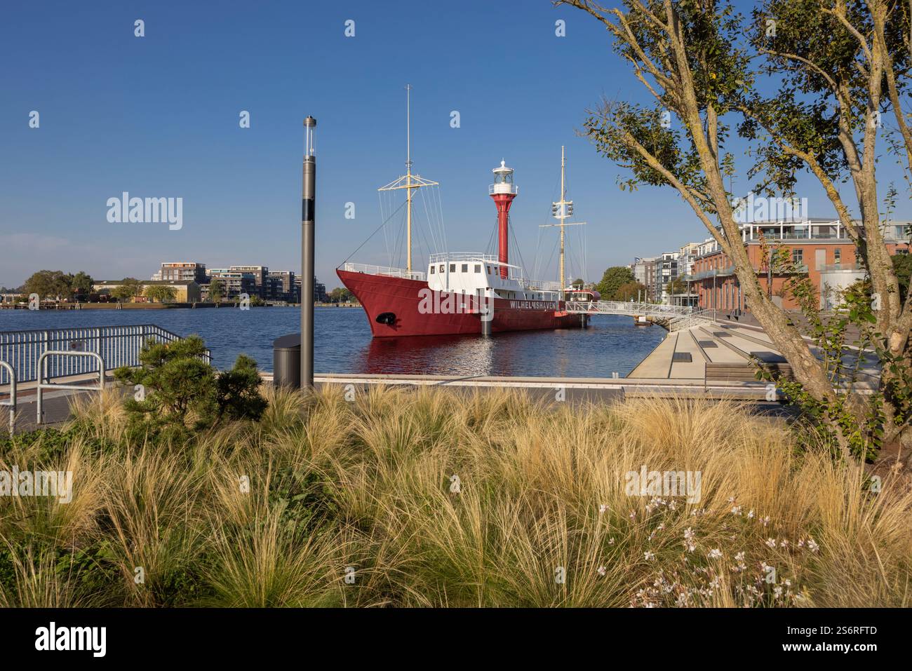 Restored museum ship, former lightship Weser 'Norderney' at Bontekai ...