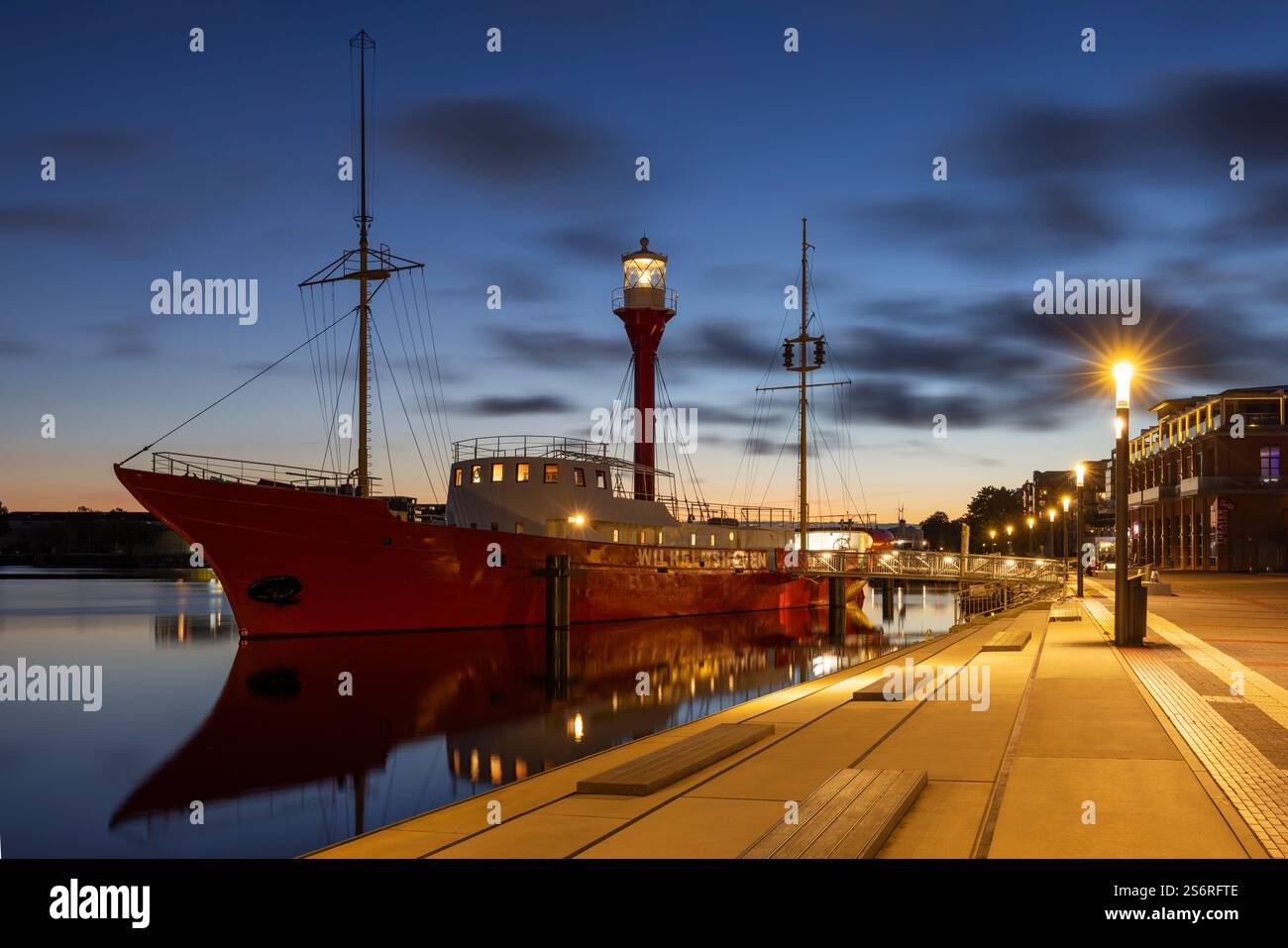 Evening atmosphere, restored museum ship, former lightship Weser ...