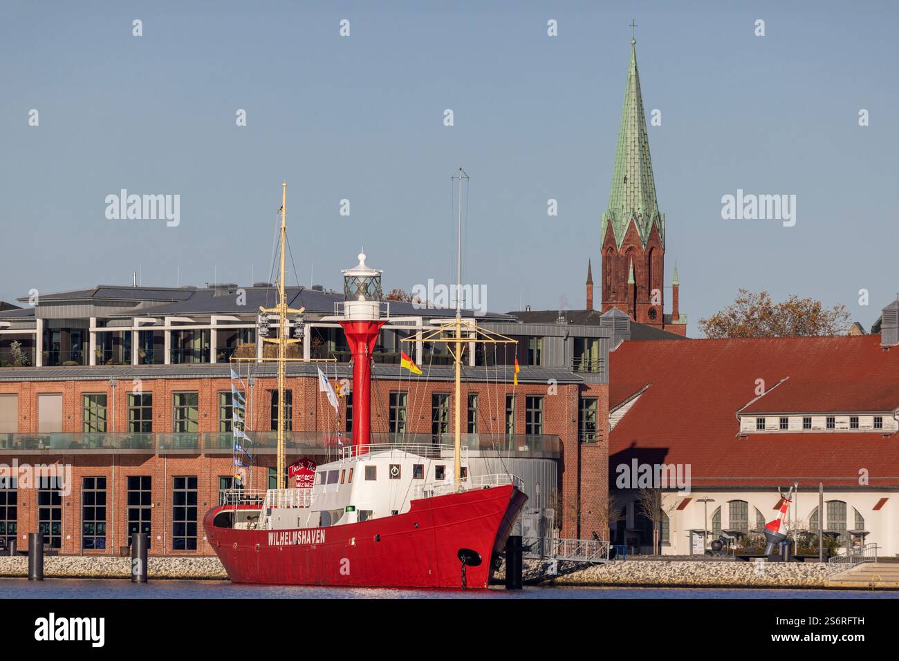 Restored museum ship, former lightship Weser 'Norderney' at Bontekai ...