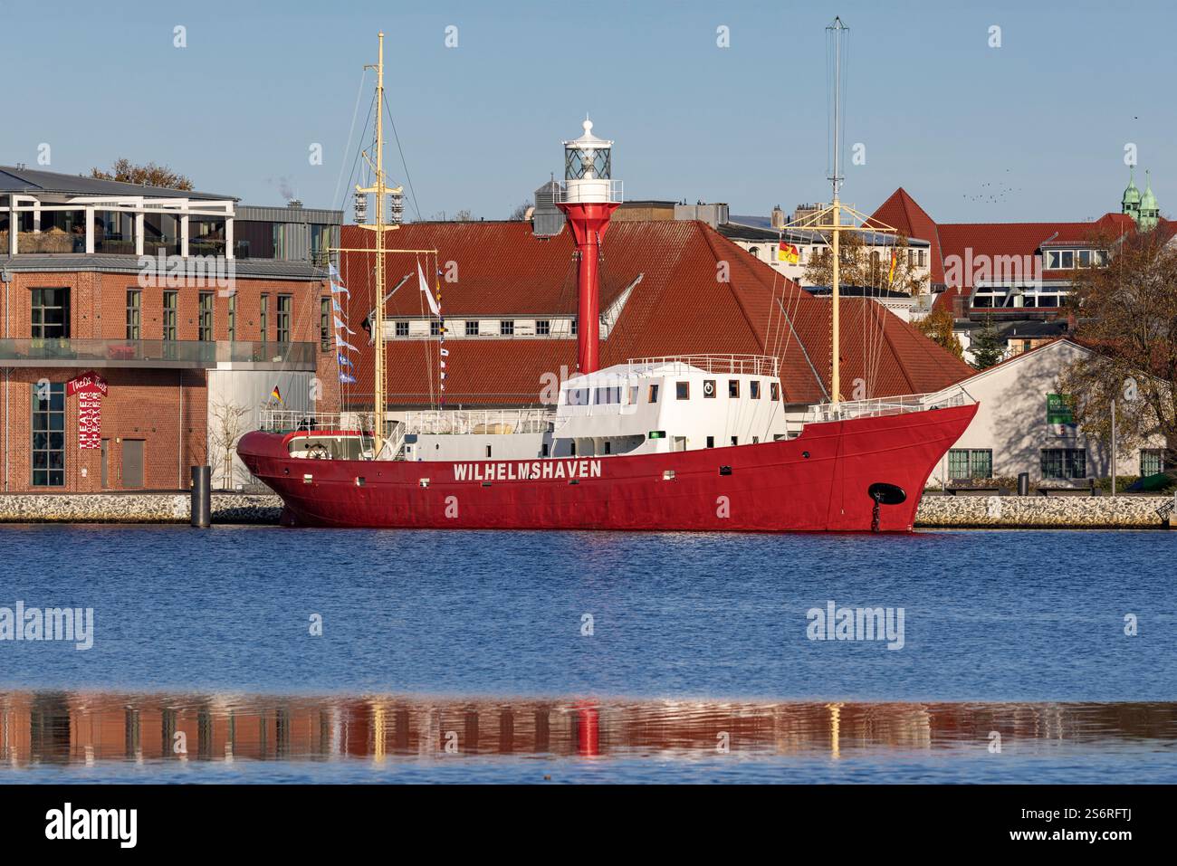 Restored museum ship, former lightship Weser 'Norderney' at Bontekai ...