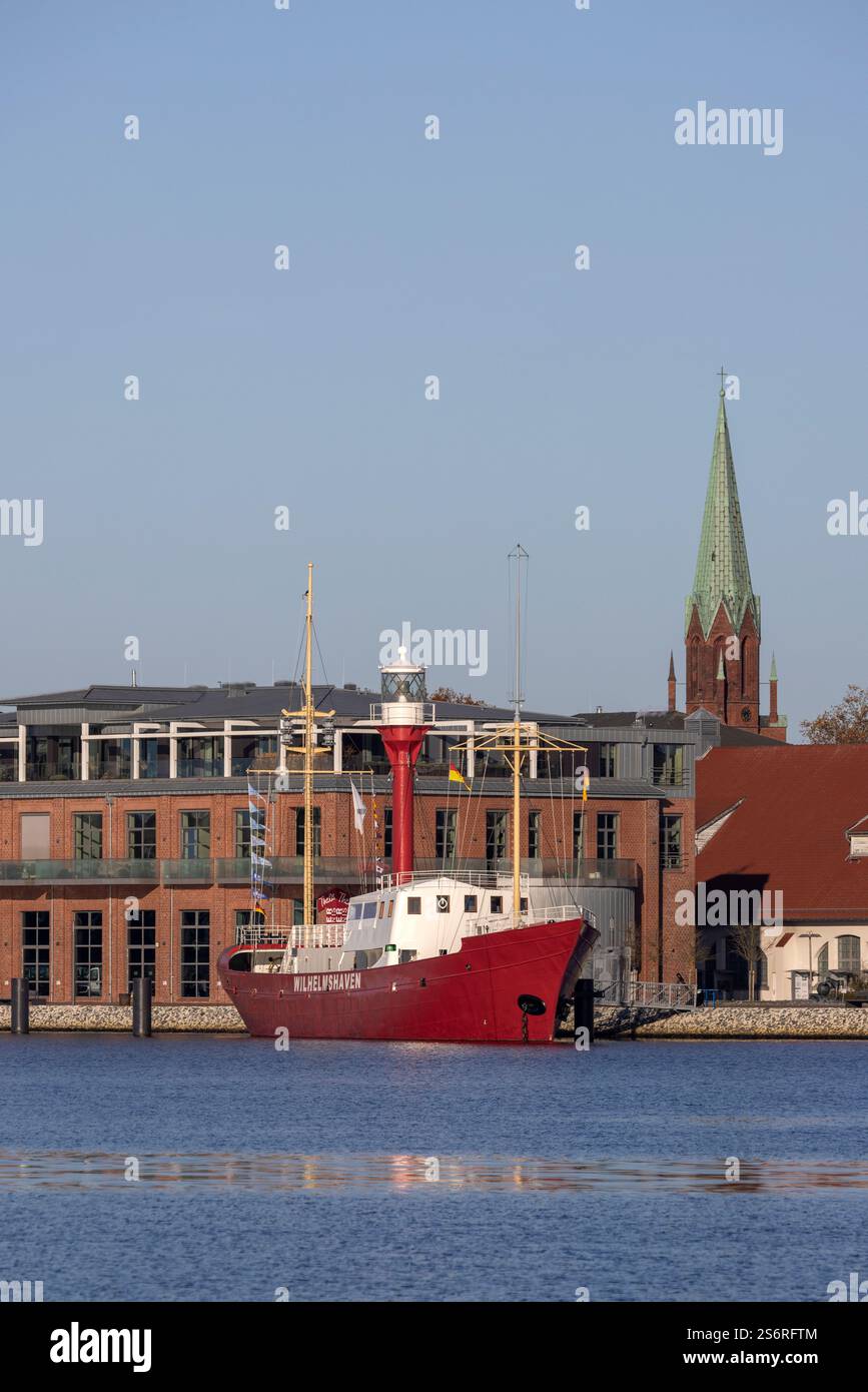 Restored museum ship, former lightship Weser 'Norderney' at Bontekai ...