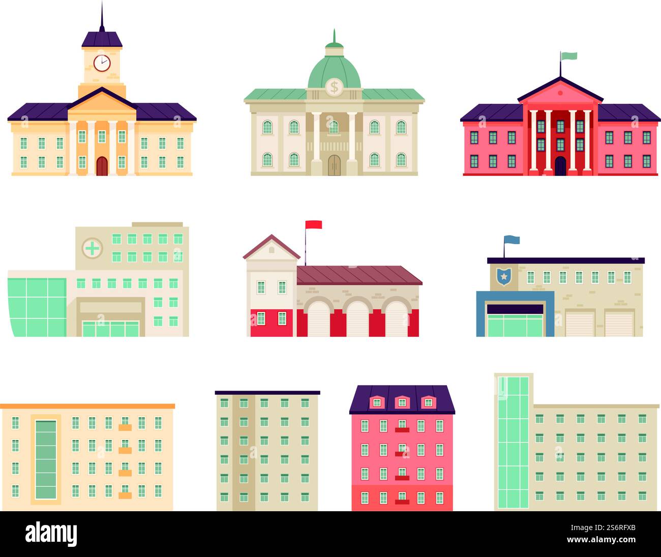 Municipal buildings. Government houses city library hospital bank ...