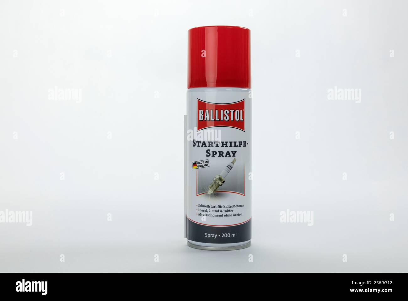 Ballistol jump-start spray, white background Stock Photo - Alamy