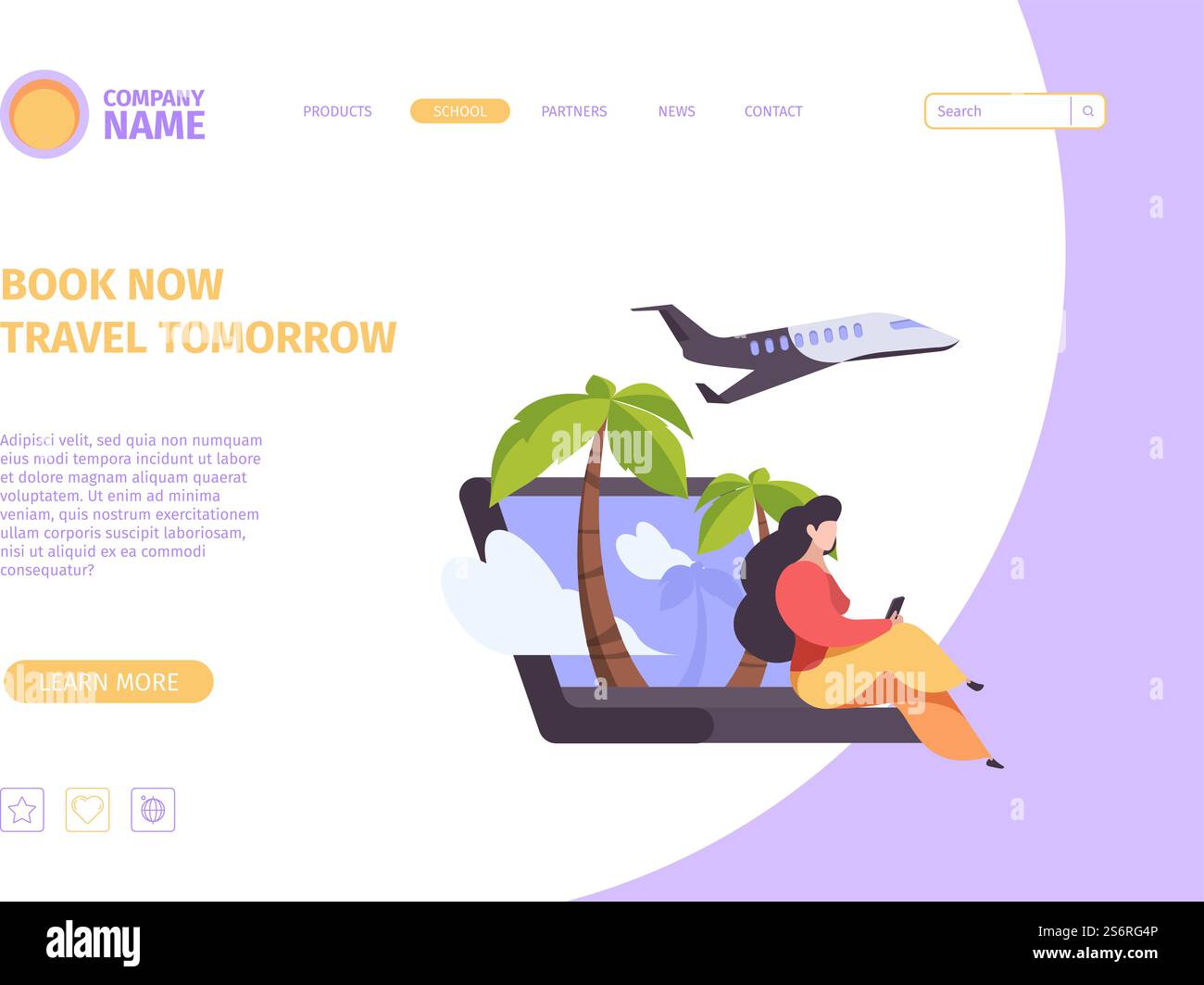 Online booking landing page. Website screen with travellers concept ...
