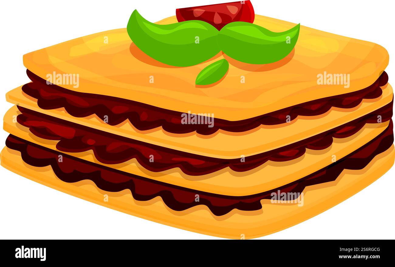 Restaurant lasagna icon cartoon vector. Meat italian dish. Pasta ...