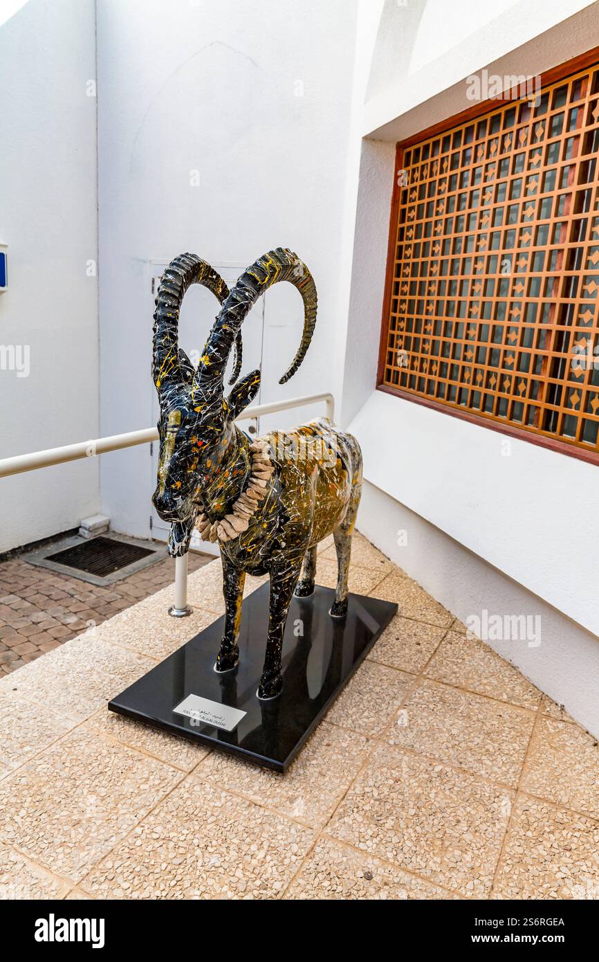 Colorful and modern ibex statues, Bait al Zubair, museum, former ...