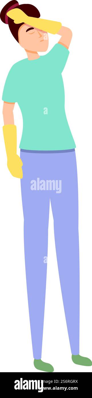 Tired mom icon cartoon vector. Mother housework. Home household. Tired ...