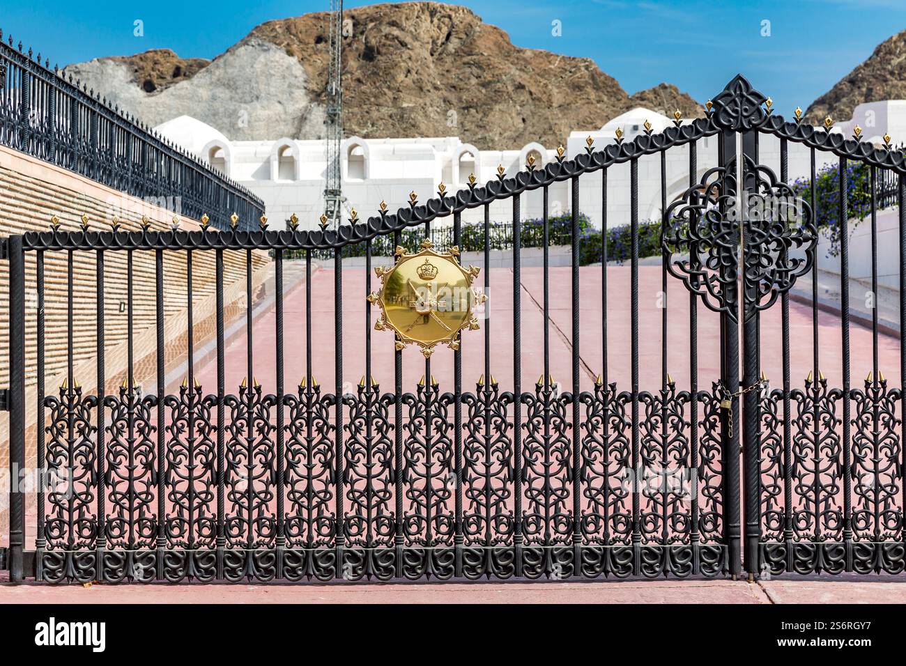 Gate with coat of arms, Al Alam Palace, Muscat, Muscat, Oman, Arabian ...