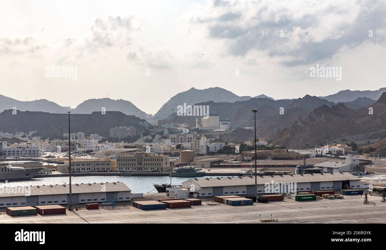 View from the cruise ship of Muscat, Muscat, Oman, Arabian Peninsula ...