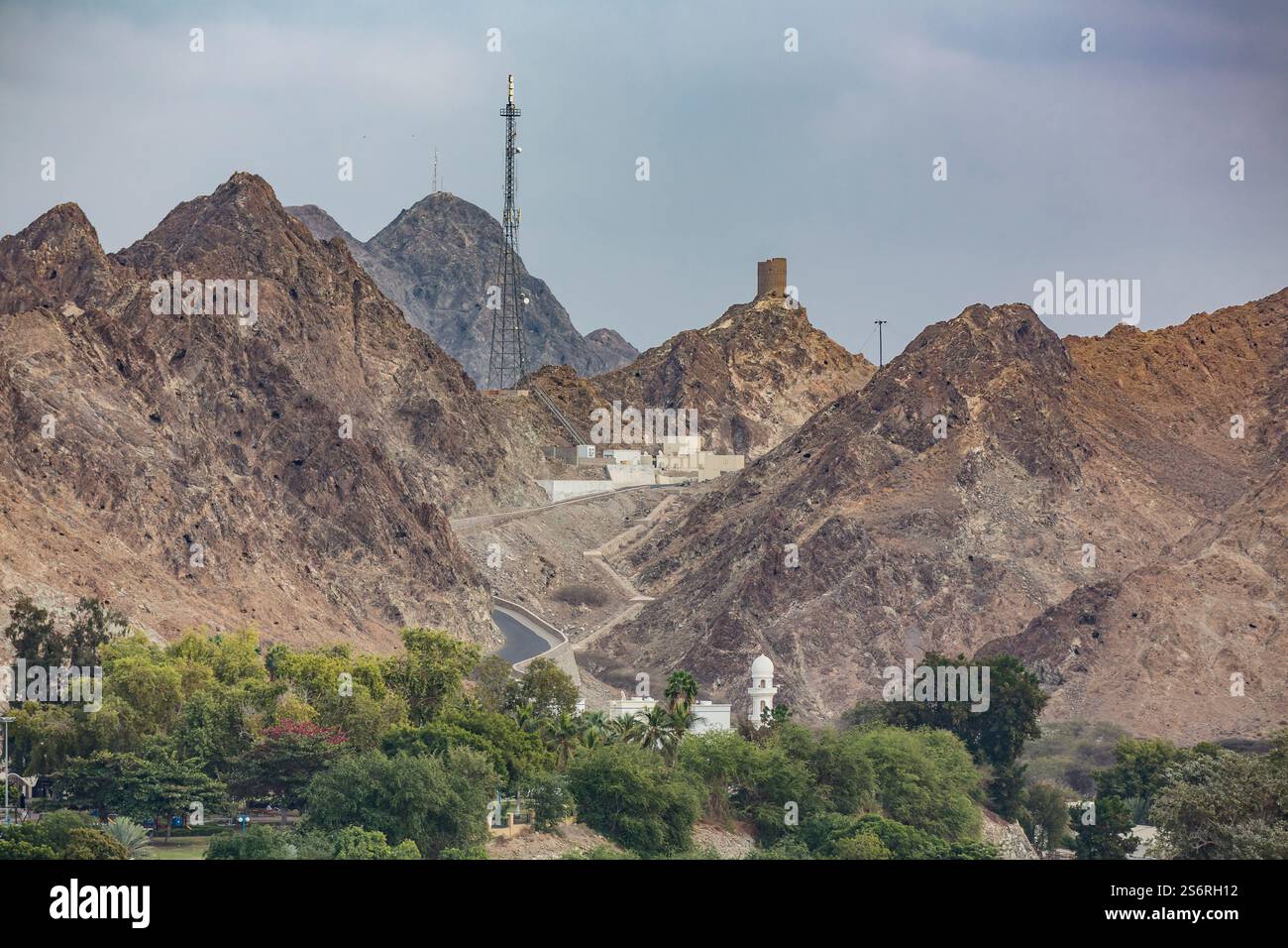Watchtower, view from the cruise ship to the rocks around Muscat ...