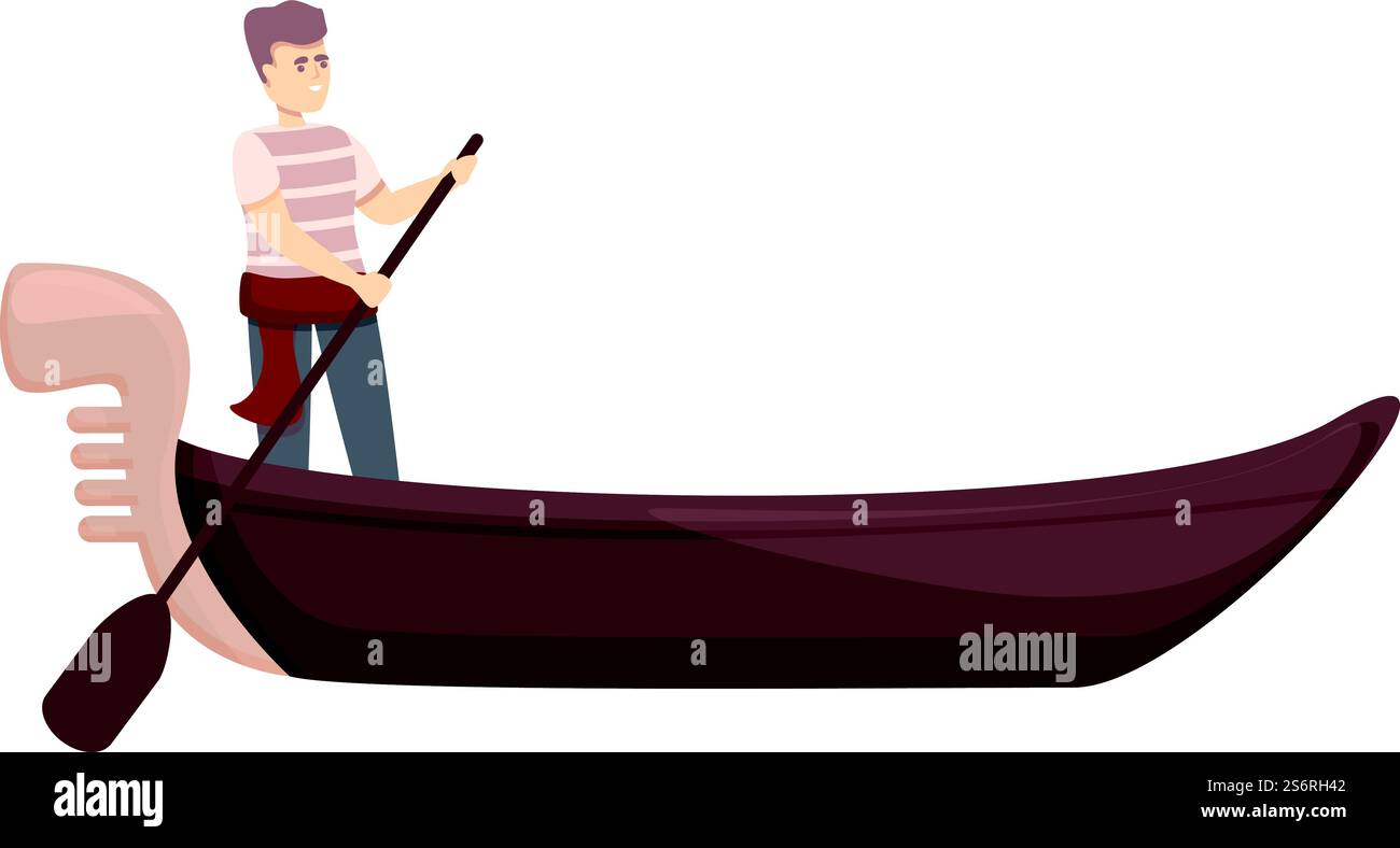 City gondolier icon cartoon vector. Italian boat. Romantic boat. City ...
