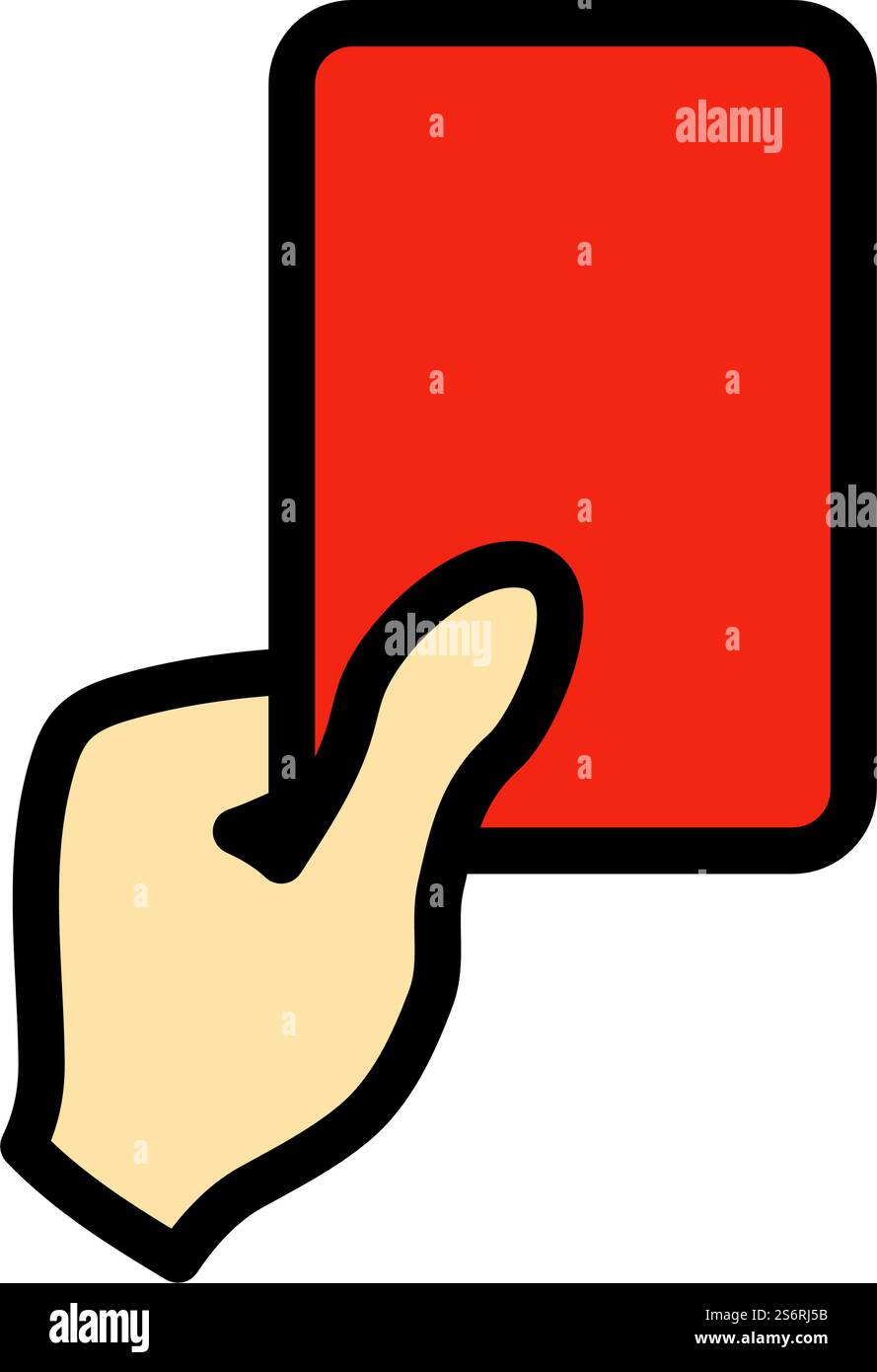 Icon Of Football Referee Hand With Red Card. Editable Bold Outline With ...