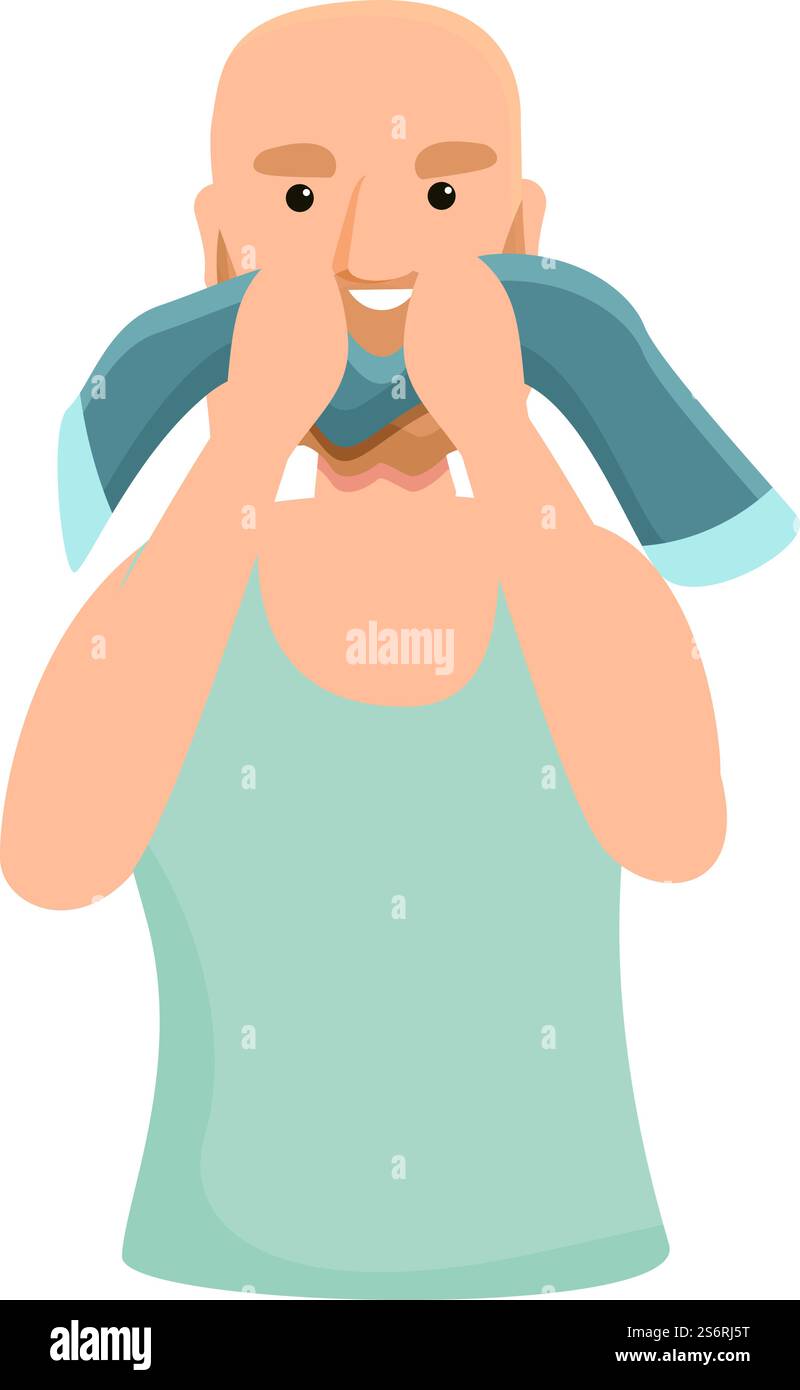 Man face wash icon cartoon vector. Care face soap. Clean foam skin. Man ...