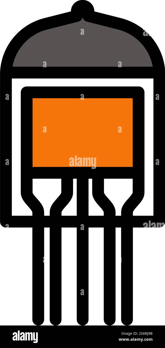 Electronic Vacuum Tube Icon. Editable Bold Outline With Color Fill ...