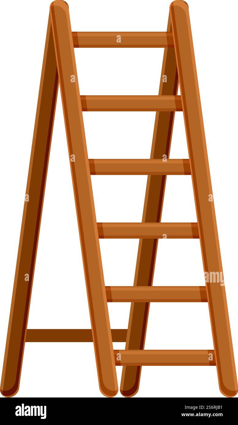 Wood ladder icon cartoon vector. Tree garden. Lawn worker. Wood ladder ...