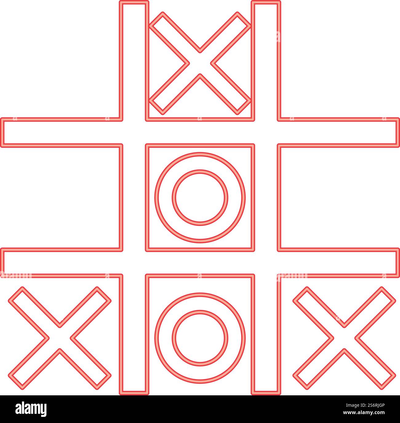 Neon tic tac toe game red color vector illustration image flat style ...