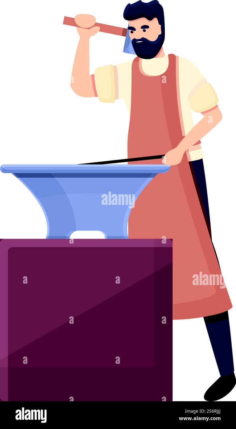 Medieval blacksmith icon cartoon vector. Middle anvil man. Workshop ...