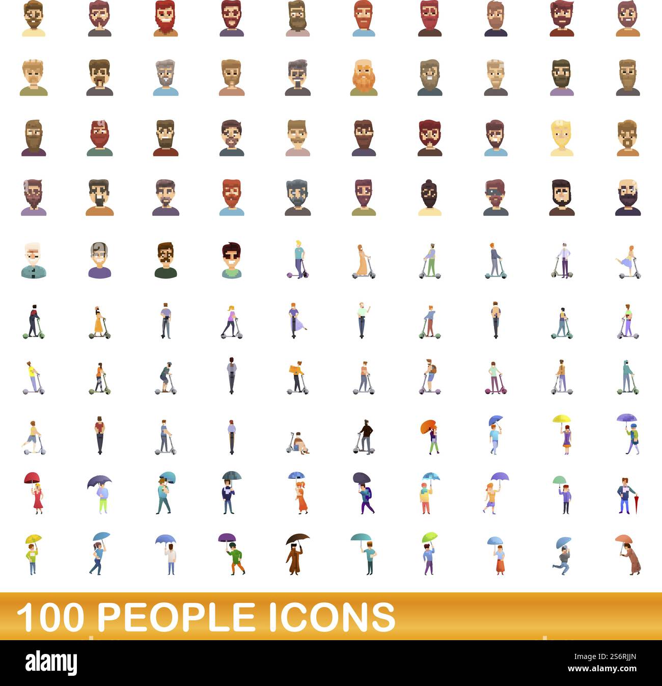 100 people icons set. Cartoon illustration of 100 people icons vector ...