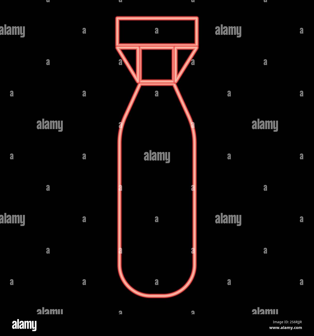 Neon military air bomb red color vector illustration image flat style ...